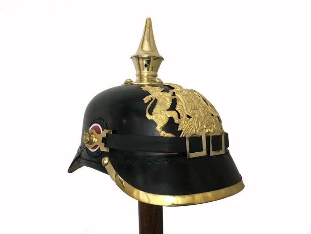 German Pickelhaube Imperial Spike Prussian Helmet With Brass Plate for ...