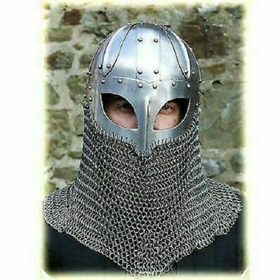 Historical Medieval Viking Helmet Battle Armor 18G Steel With Chain ...