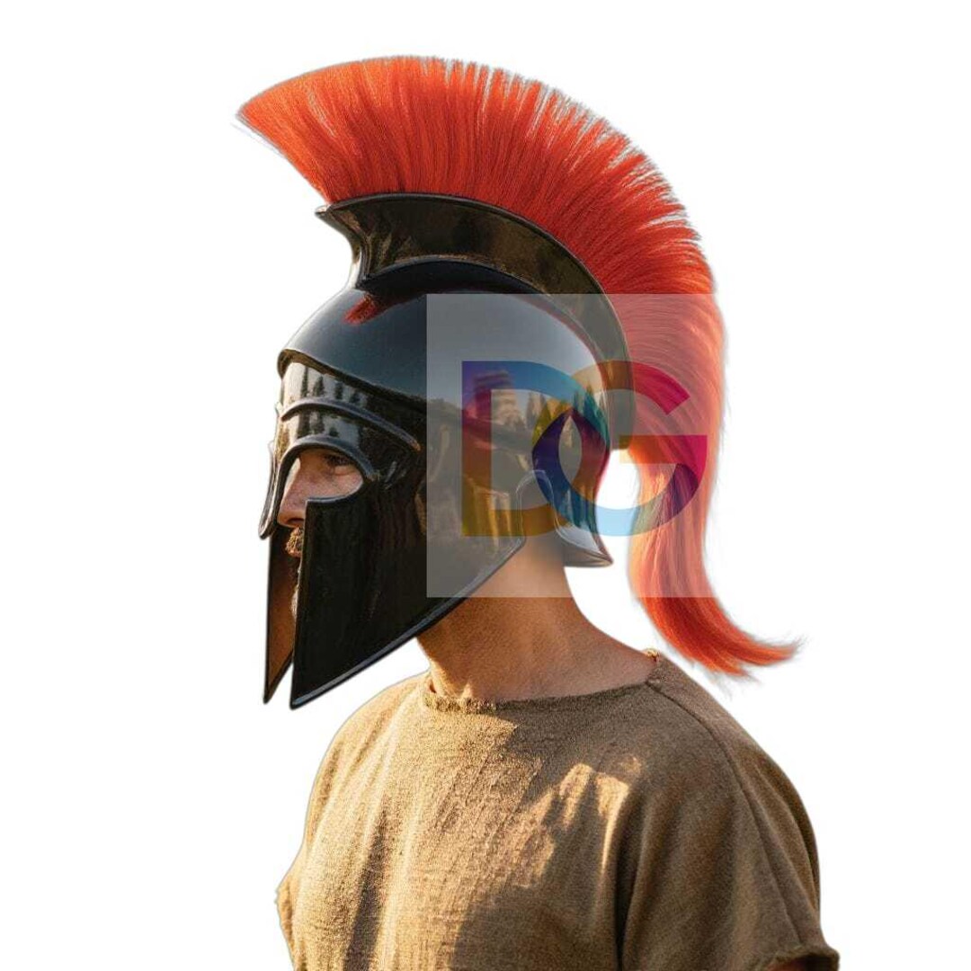 Greek Corinthian Helmet With Red Plume | Spartan Roman Armor Helm ...