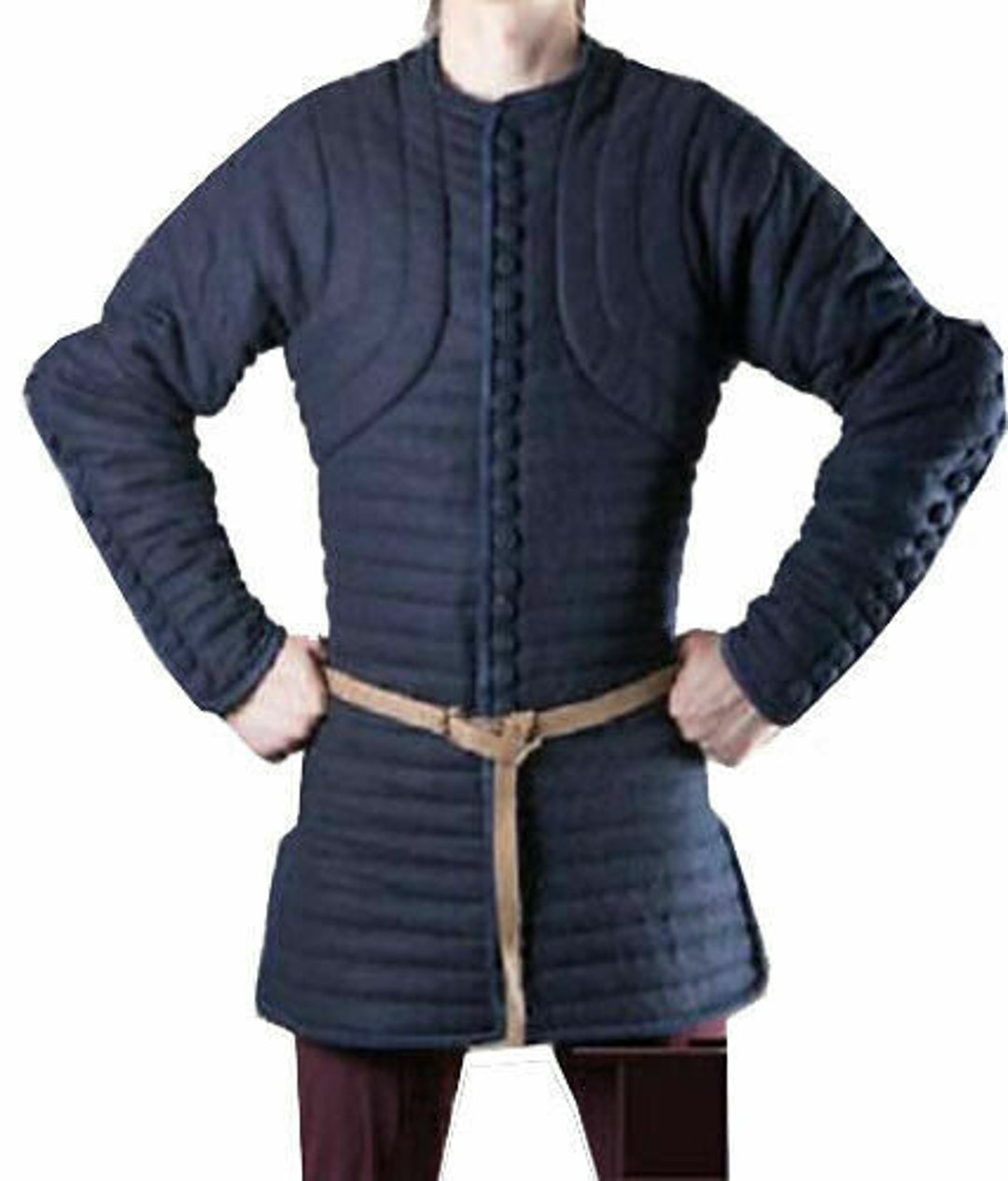 Thick Blue Color Gambeson Medieval Padded Full Sleeves Armor ...
