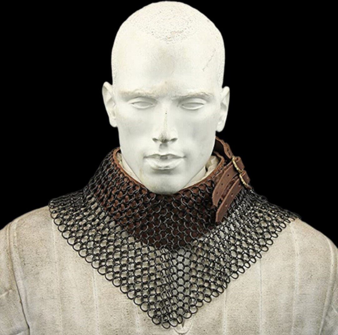 Mild Steel Butted Chain Mail Collar (neck Protection) With Brown ...