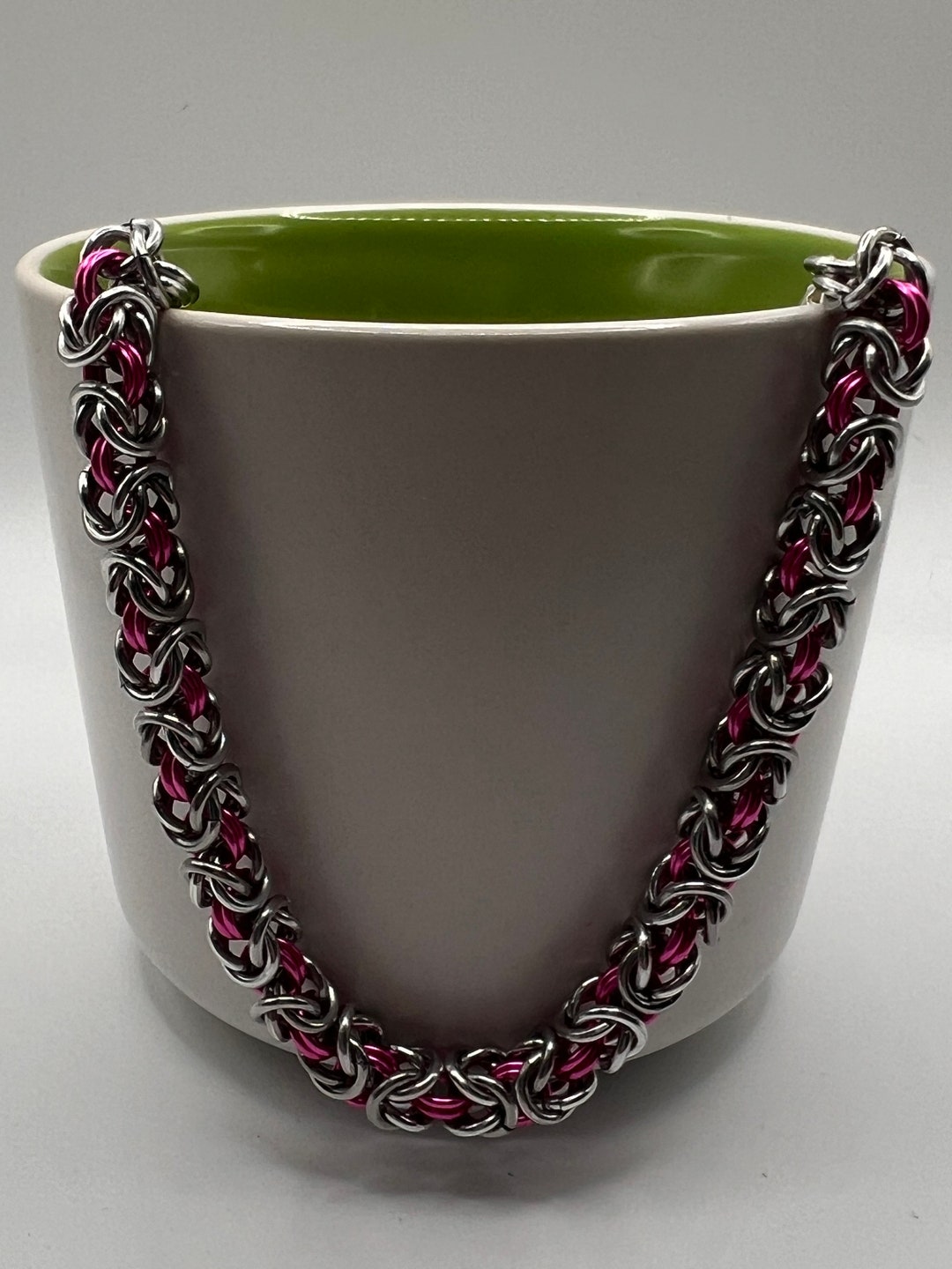 Hot Pink Byzantine Weave Chainmail Bracelet - Etsy