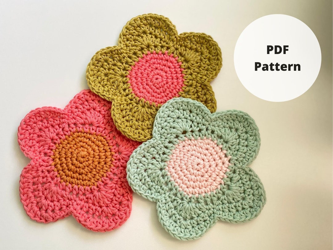 Flower Crochet Coaster Pattern - Crochet Daisy - Pot Holder Crochet ...