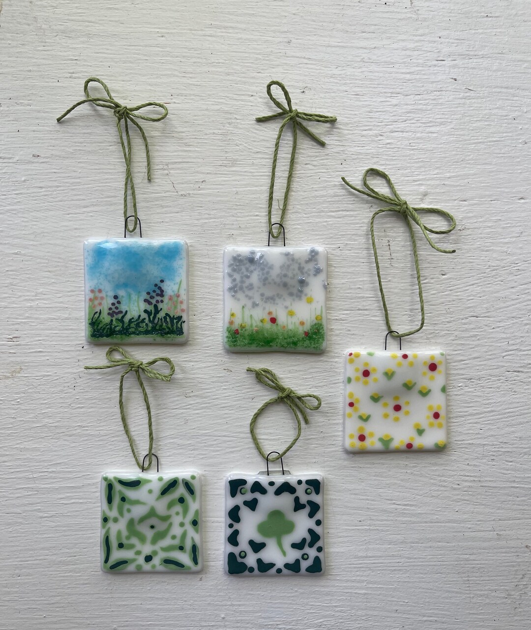 Small Painted Glass Tiles - Etsy