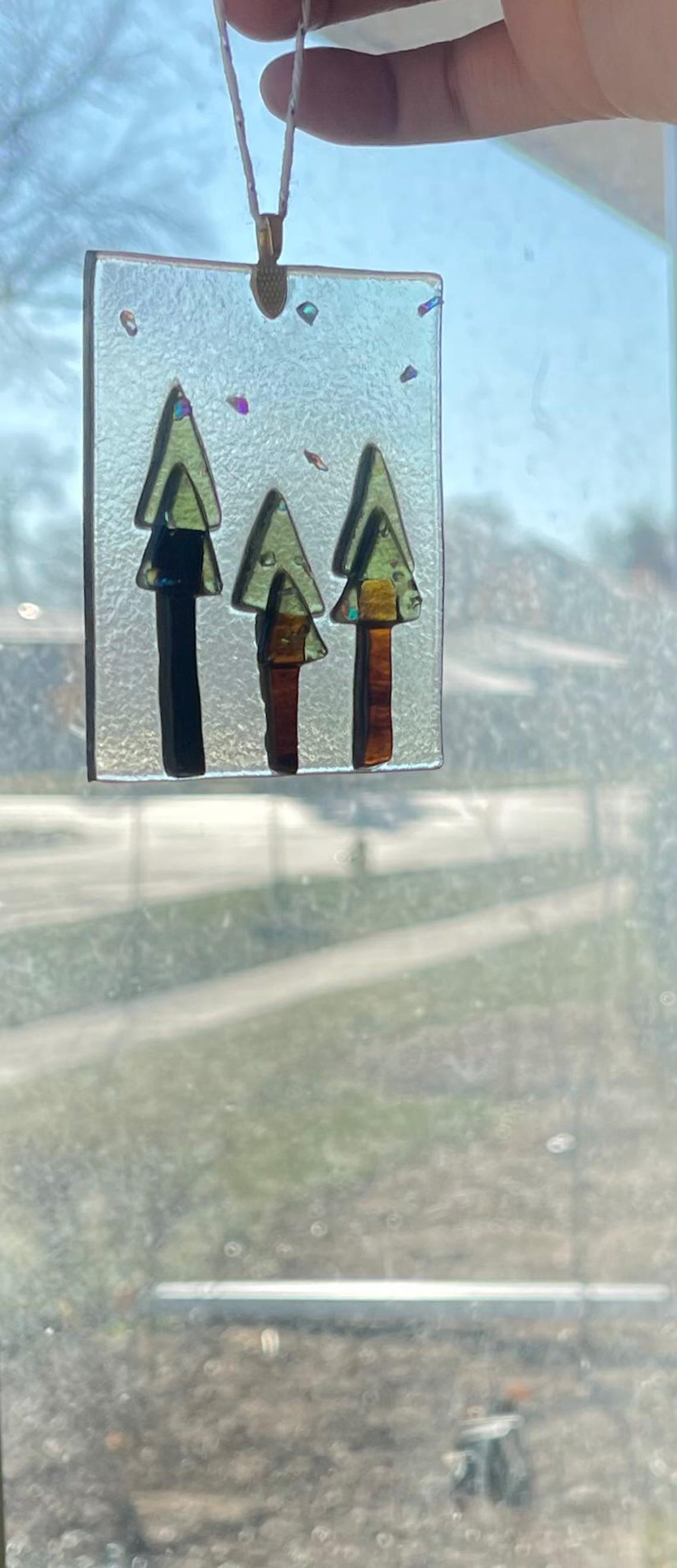 Winter Scene Fused Glass Ornament - Etsy