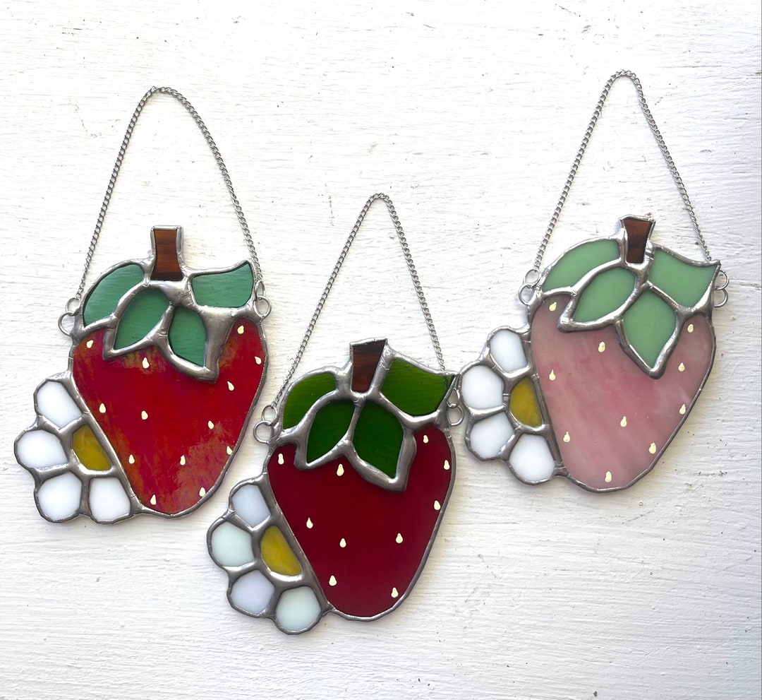 Strawberry Stained Glass - Etsy