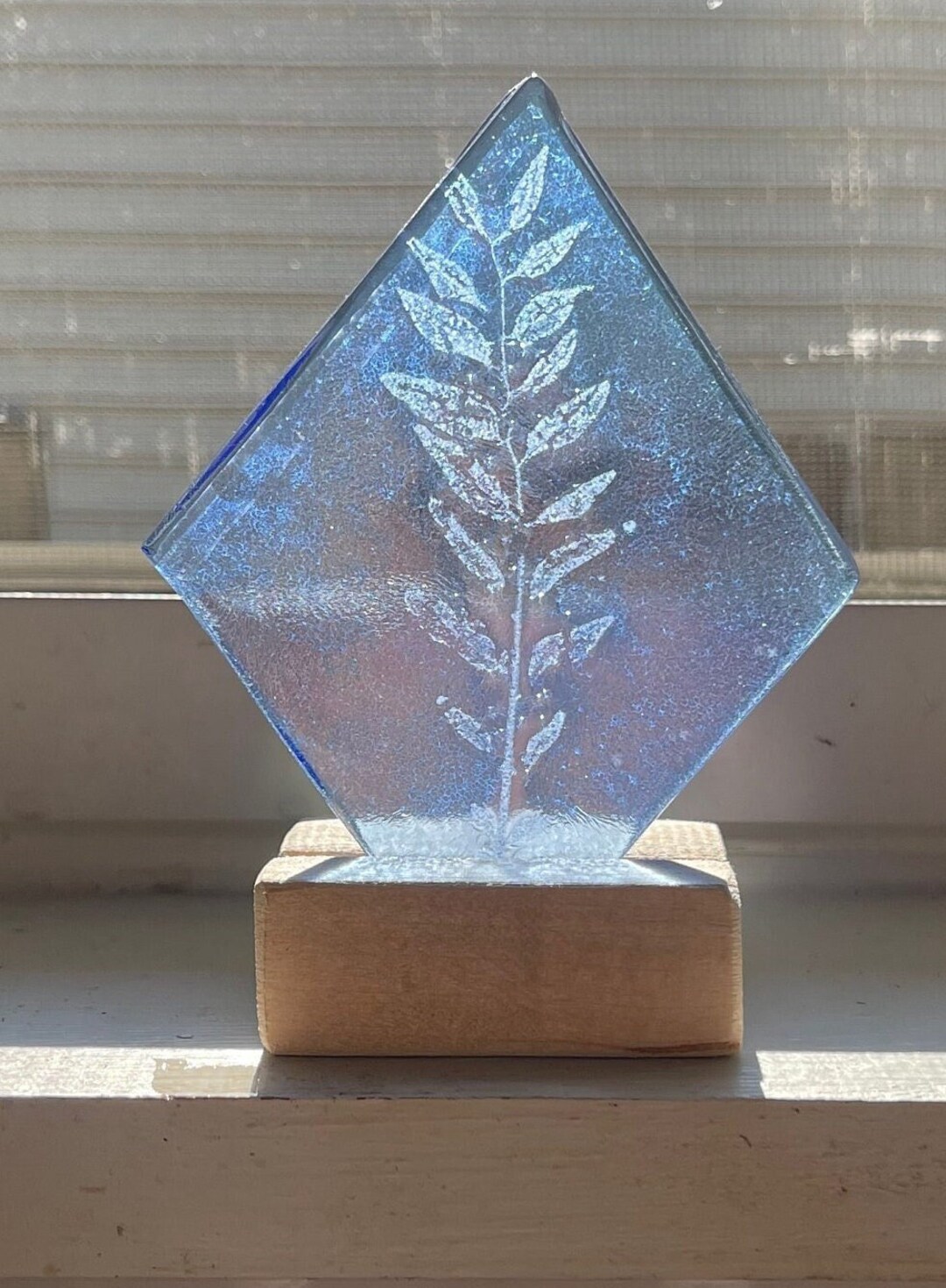 Fossilized Leaf Fused Glass Diamond - Etsy