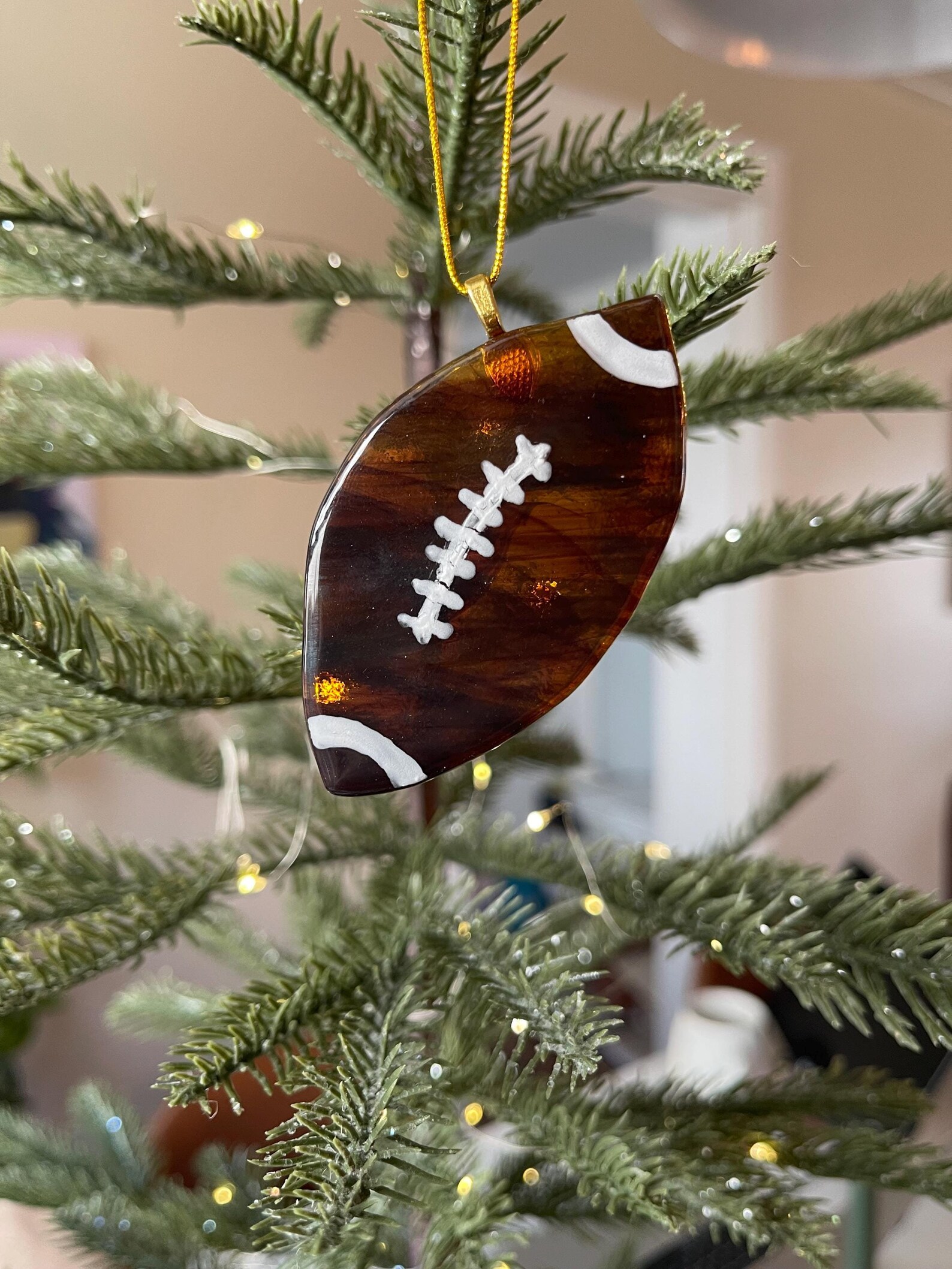 Fused Glass Football Ornament: Handcrafted Sports Decor - Etsy