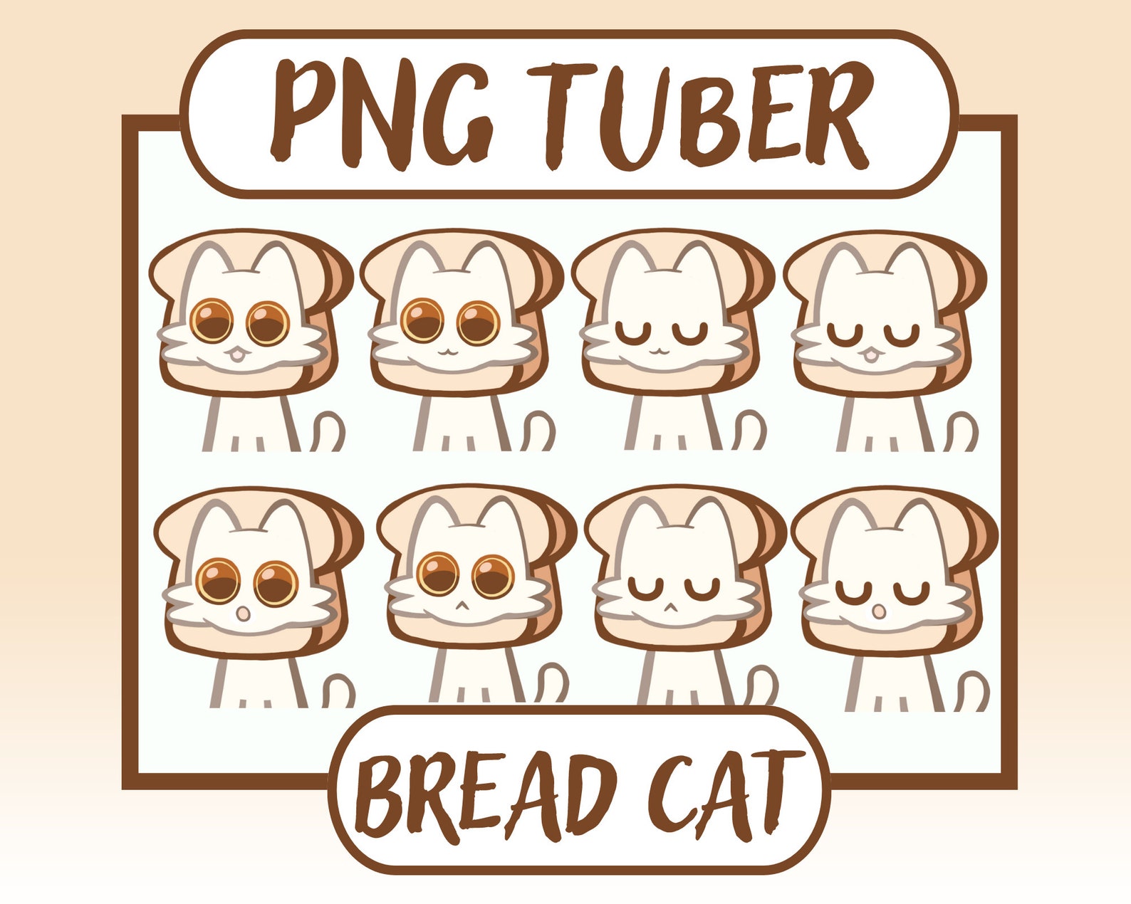 Bread Cat Pngtuber | Cute Vtuber Model | Chibi | Kitty | Twitch ...