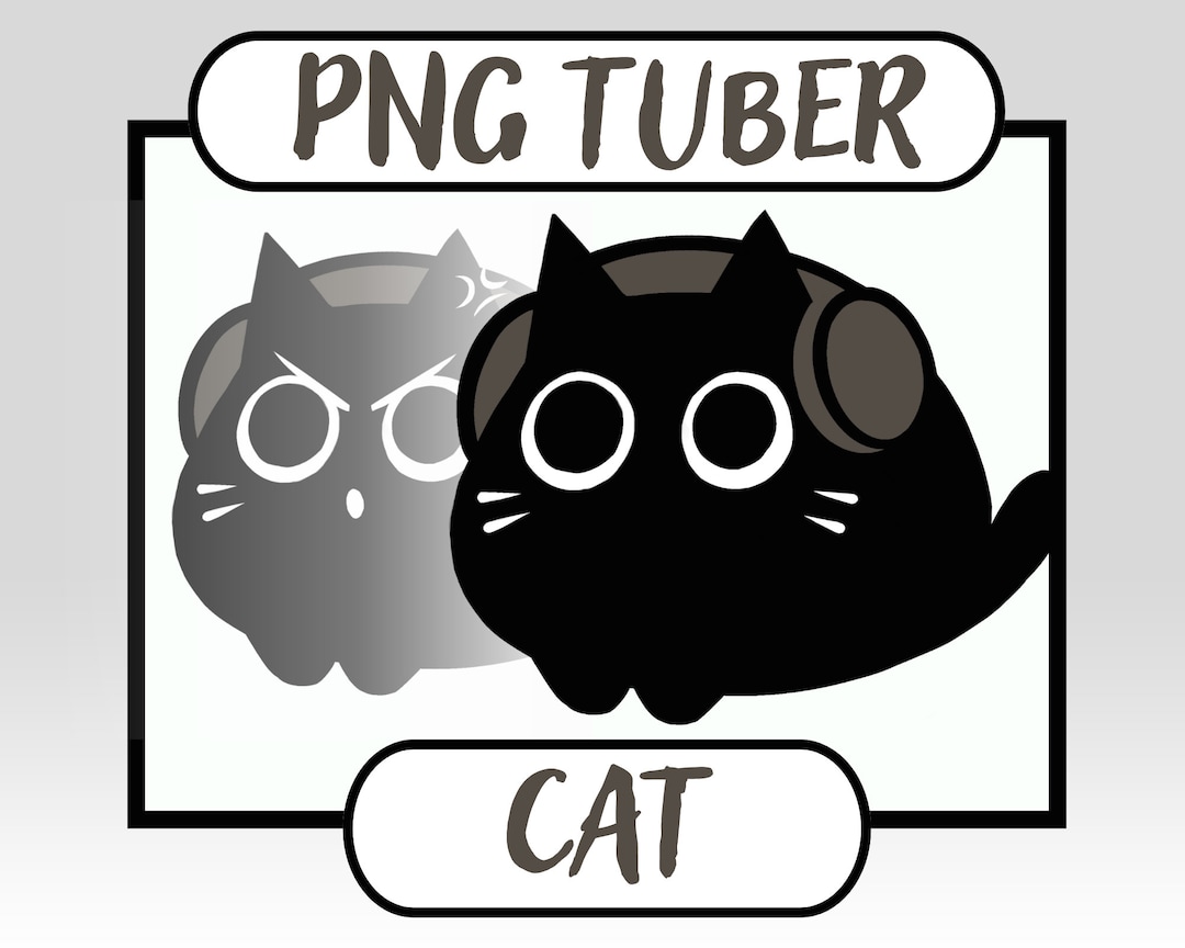 Cat Pngtuber | Black Cat | Gamer Cat | Cute Vtuber Model | Chibi | Kitty | Twitch | Youtube ...