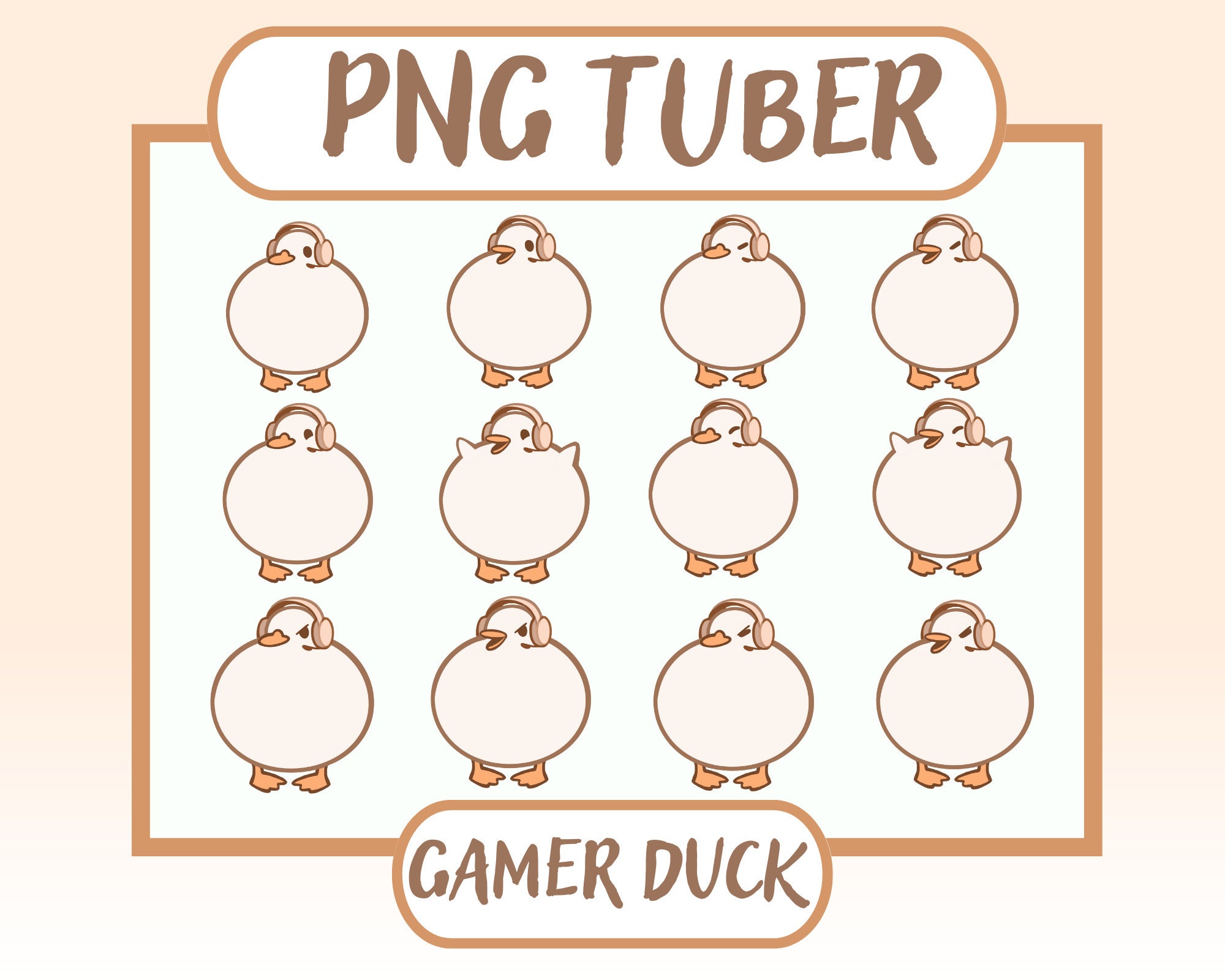 Gamer Fluffy Duck Pngtuber | Cute Vtuber Model | Chibi | Duck | Twitch ...