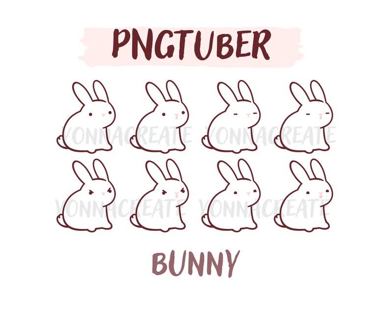 Bunny Pngtuber Pack | Cute Vtuber Model | Chibi | Bunny | Rabbit ...