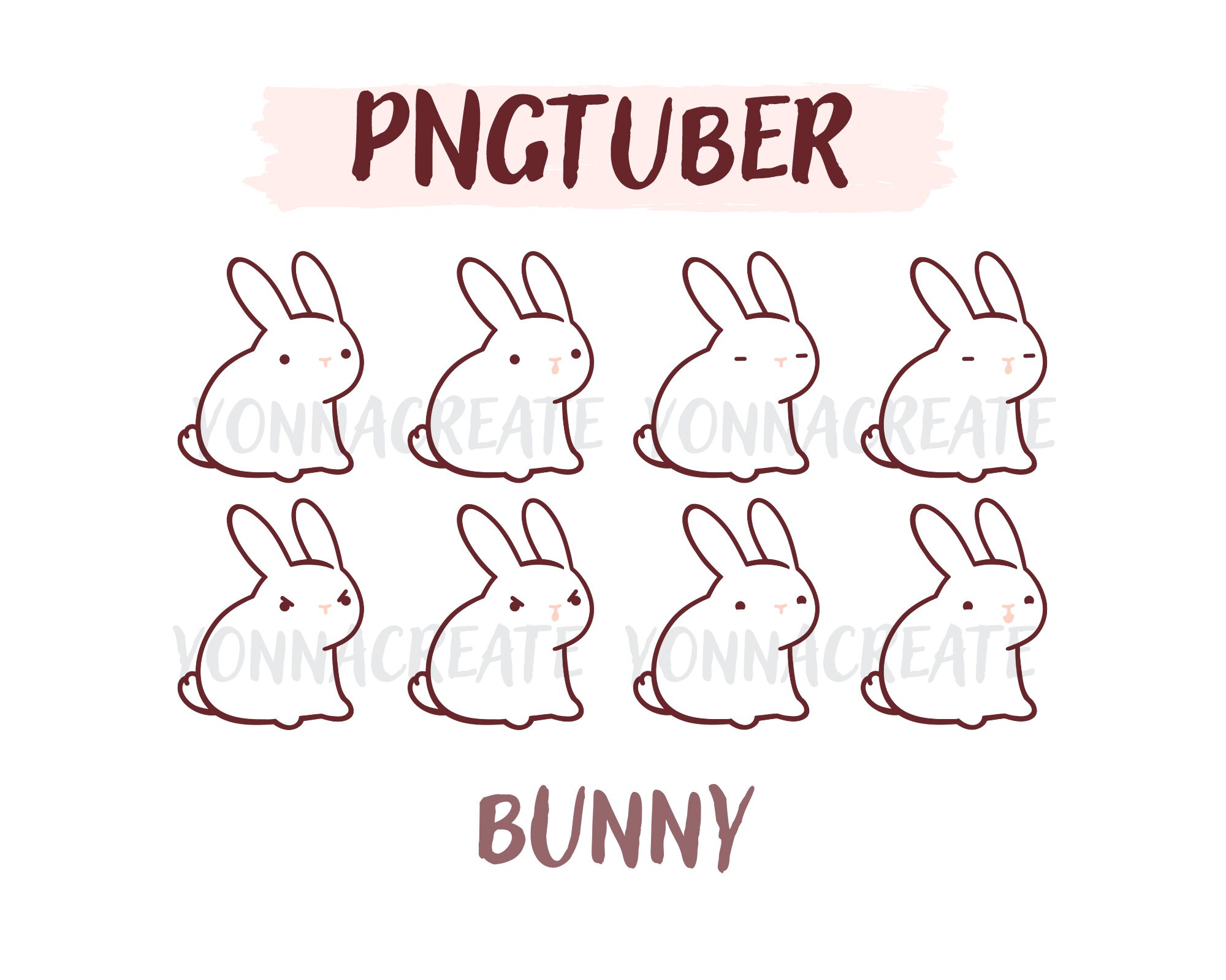 Bunny Pngtuber Pack | Cute Vtuber Model | Chibi | Bunny | Rabbit ...