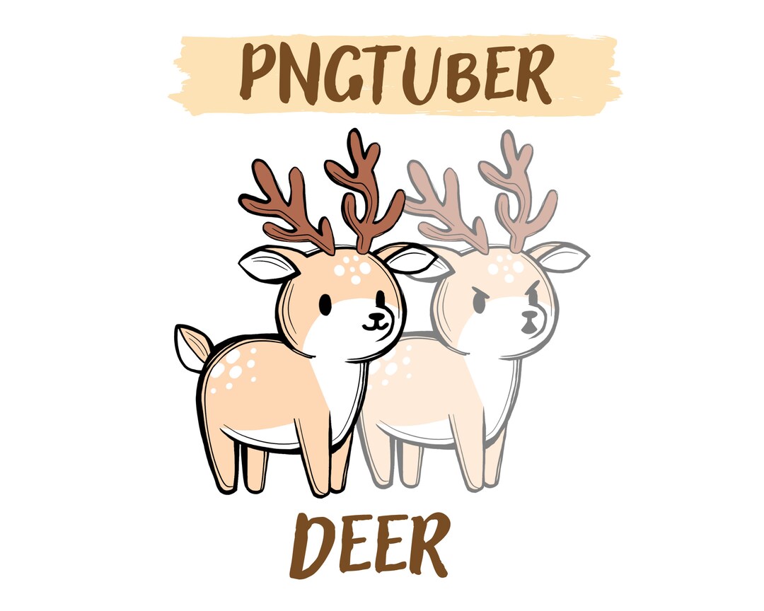 Deer Hand-draw-style Pngtuber Deer Cute Vtuber Model Kawaii Chibi ...