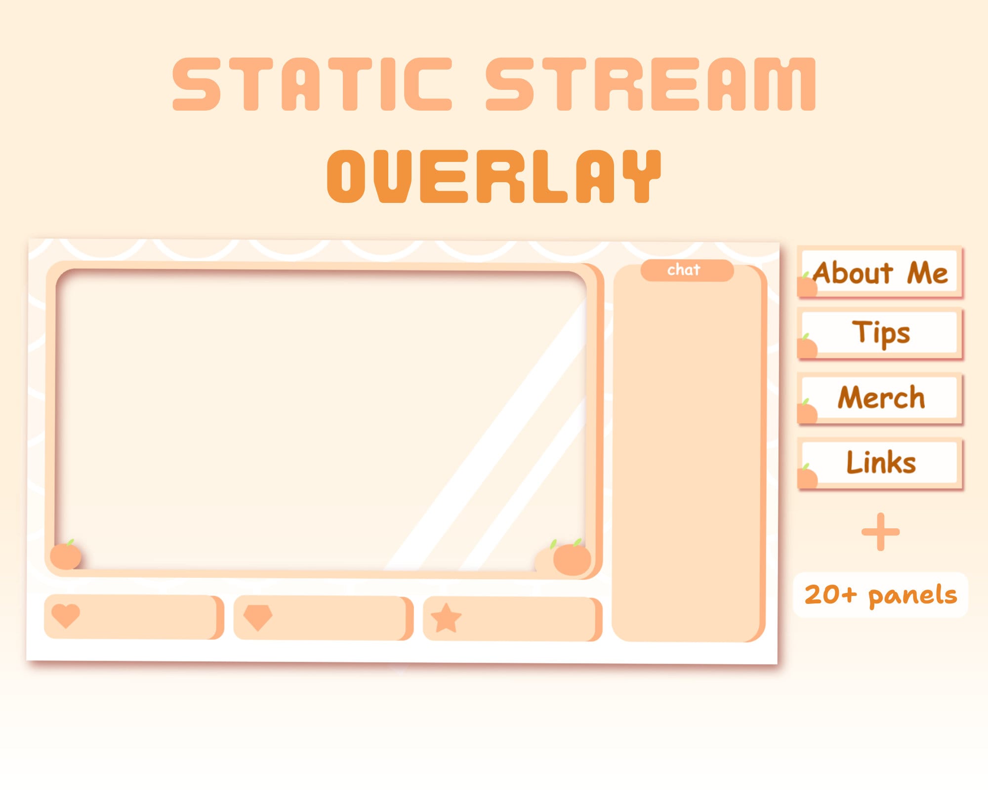 Orange Theme Static Overlay Pack Twitch Overlays Screen Overlay Twitch ...
