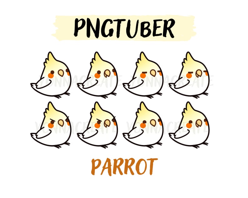 Parrot Pngtuber Pack | Cute Vtuber Model | Chibi | Parrot | Twitch ...