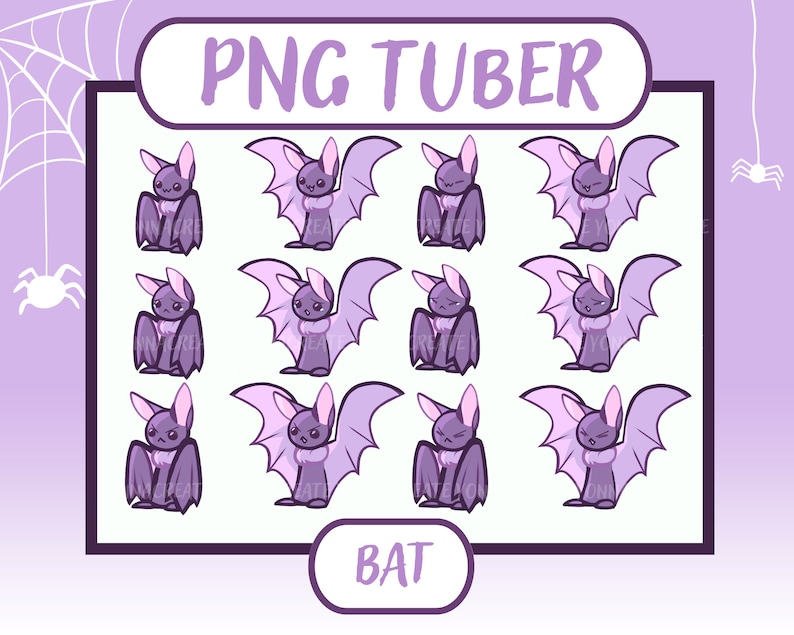 Bat Pngtuber | Cute Vtuber Model | Chibi | Bat | Twitch | Youtube | Halloween | Stream PNG Tuber ...