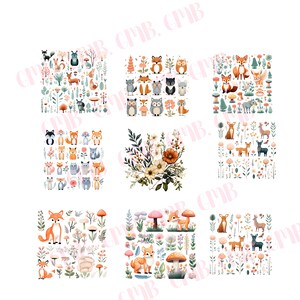 Bundle of Woodland & Floral 300 Dpi Clip Art PNG/ SVG Woodland Clip Art ...