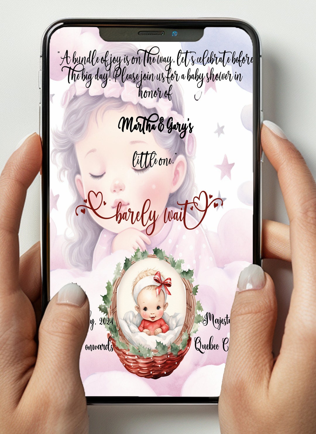 Plantilla imprimible de baby shower, tarjeta de baby shower editable ...