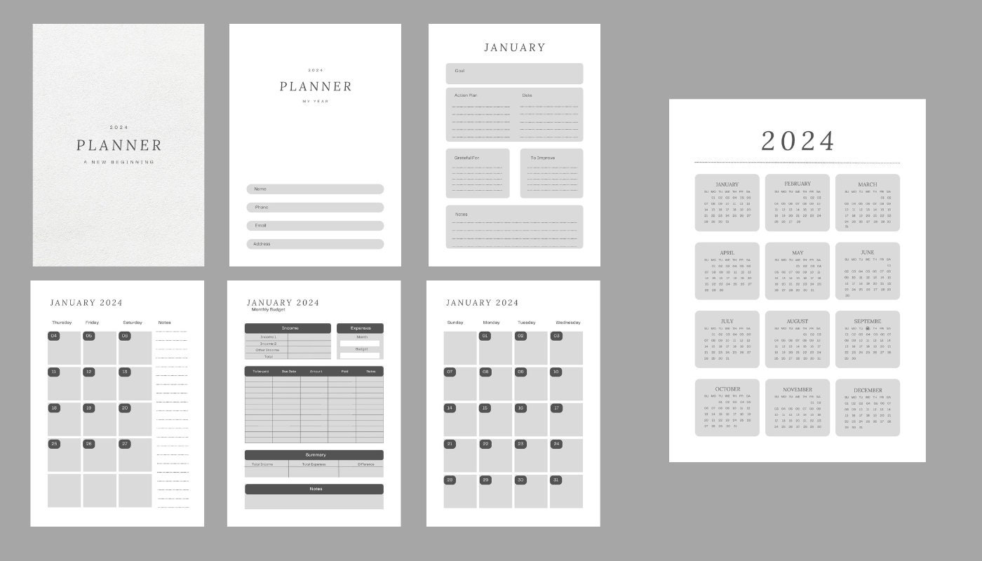 Yearly Planner 2024 Year Planner 2024 Different Monthly Layouts and ...