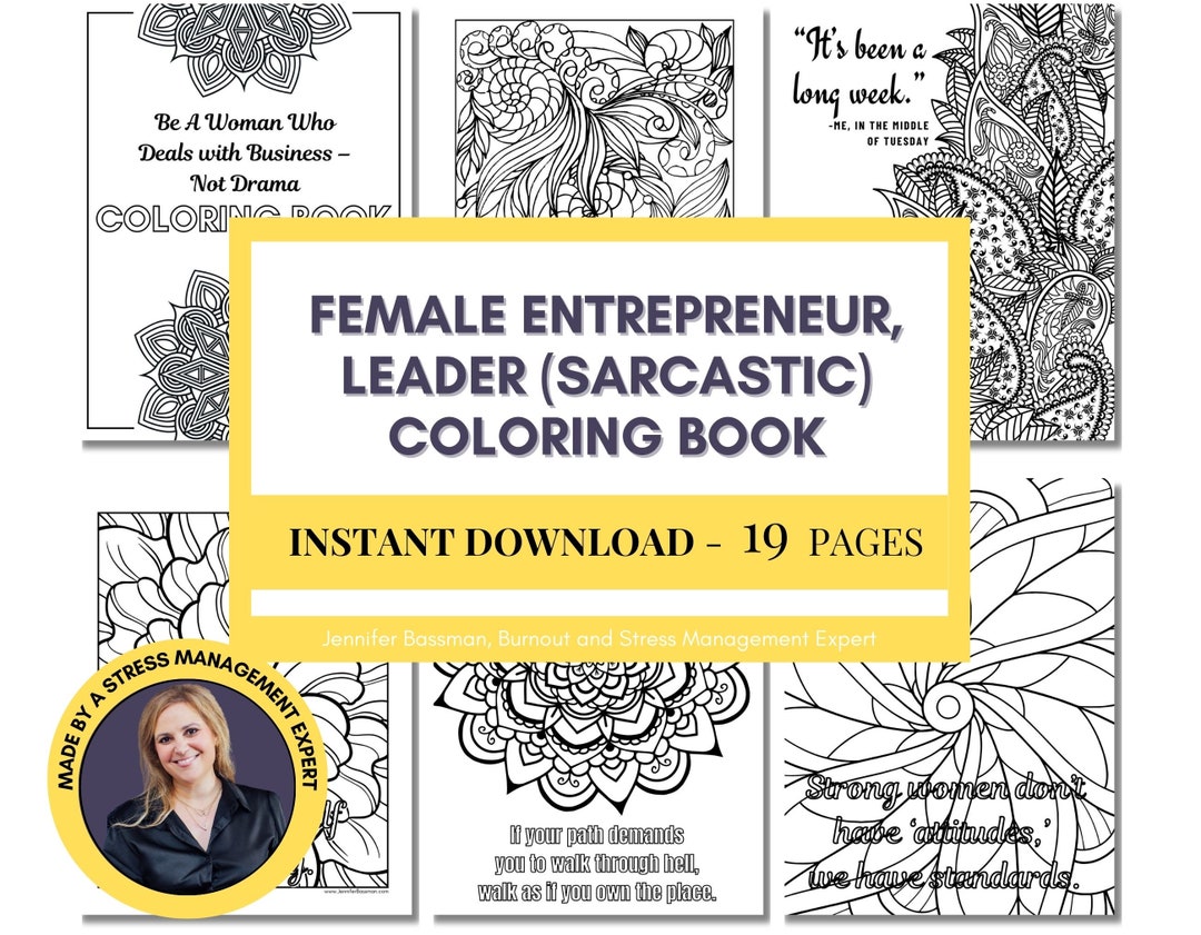 Entrepreneur Female Small Business Coloring Book for Stress Relief ...