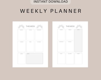 Minimal Weekly Planner Printable Worksheet Bundle - Etsy