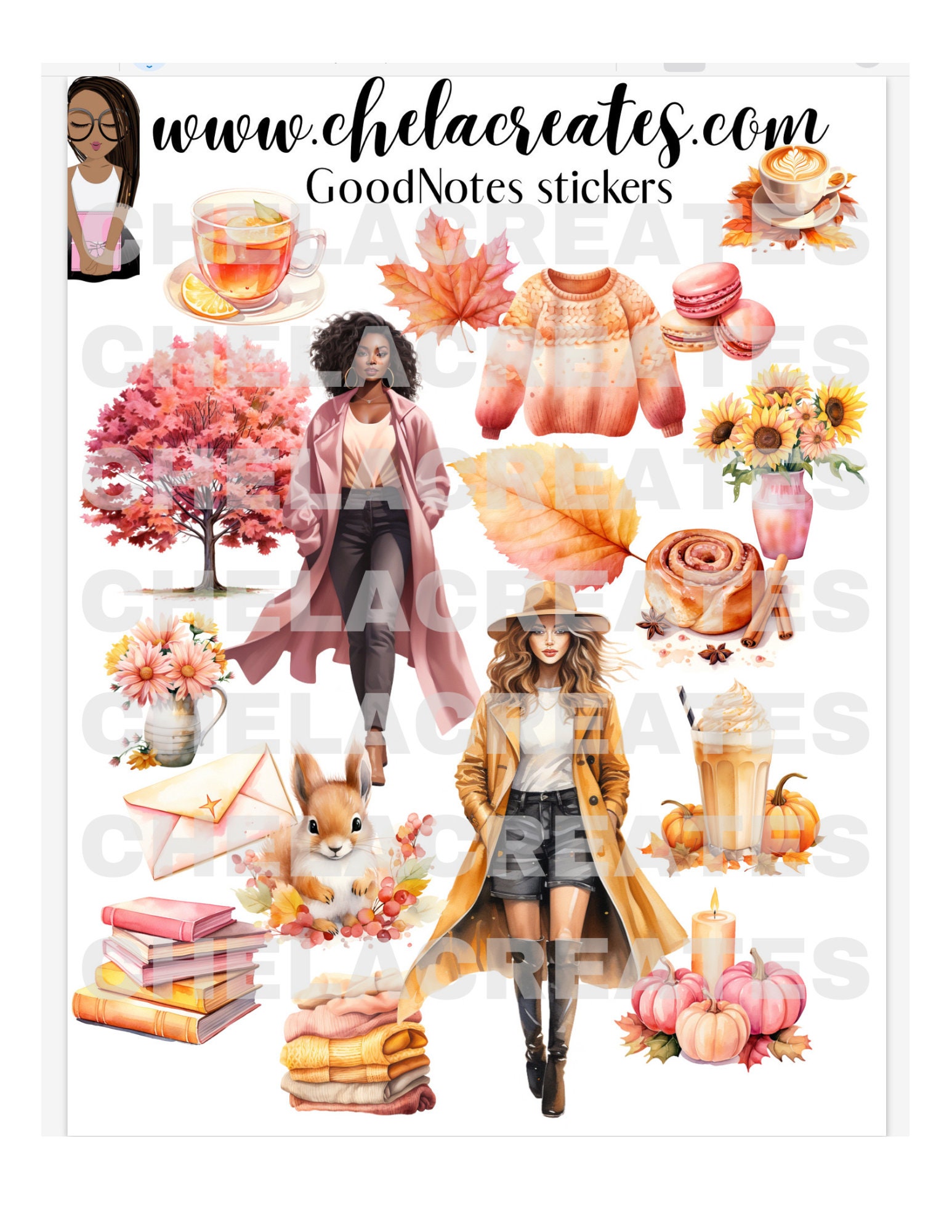 Fall in Love Goodnotes Sticker Book - Etsy