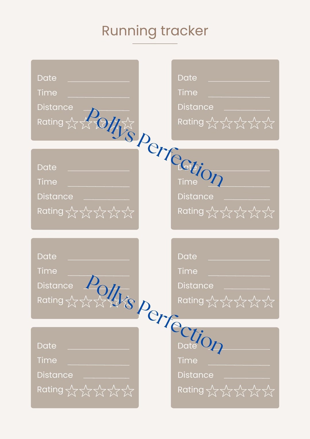 Printable Running Tracker Log Template Cardio Training Log - Etsy