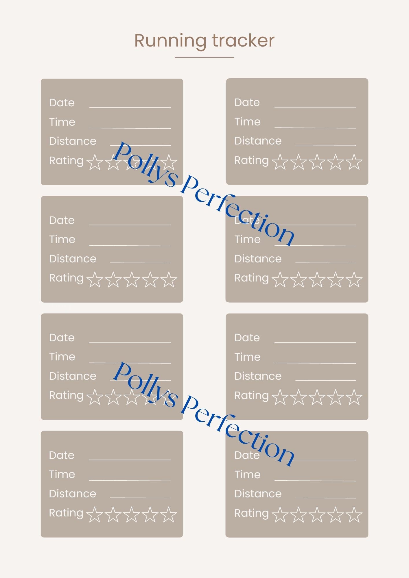 Printable Running Tracker Log Template Cardio Training Log - Etsy
