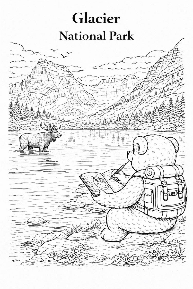 Glacier National Park Coloring Page | Kids Nature Activity (PDF ...