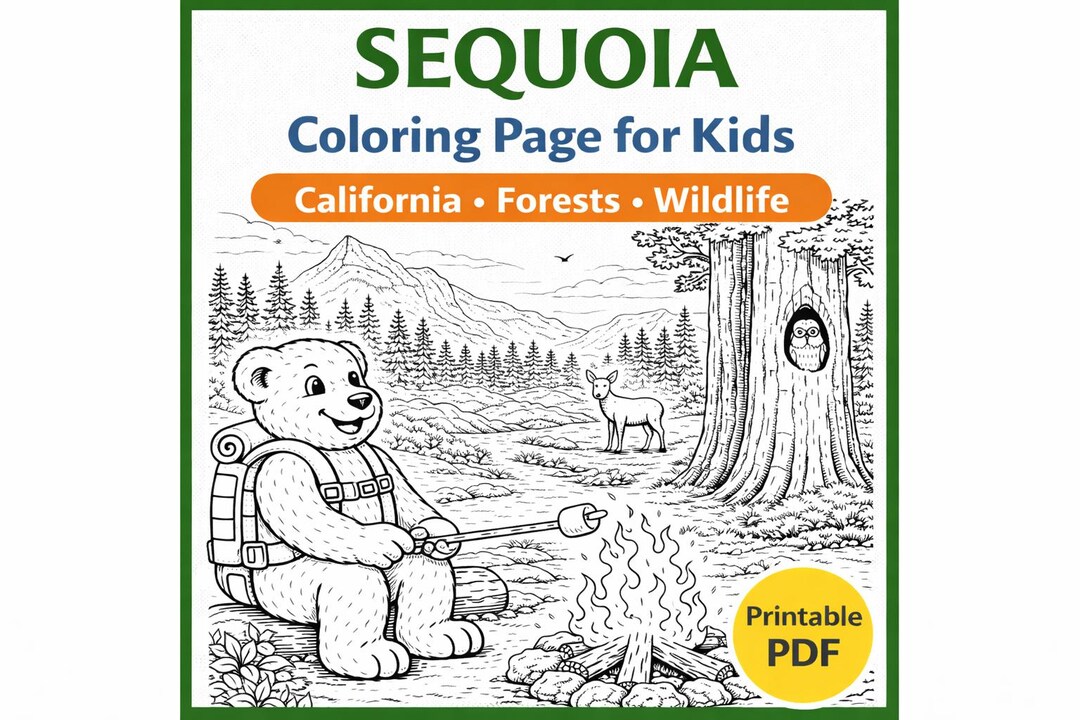 Sequoia National Park Coloring Page | California Kids Activity ...