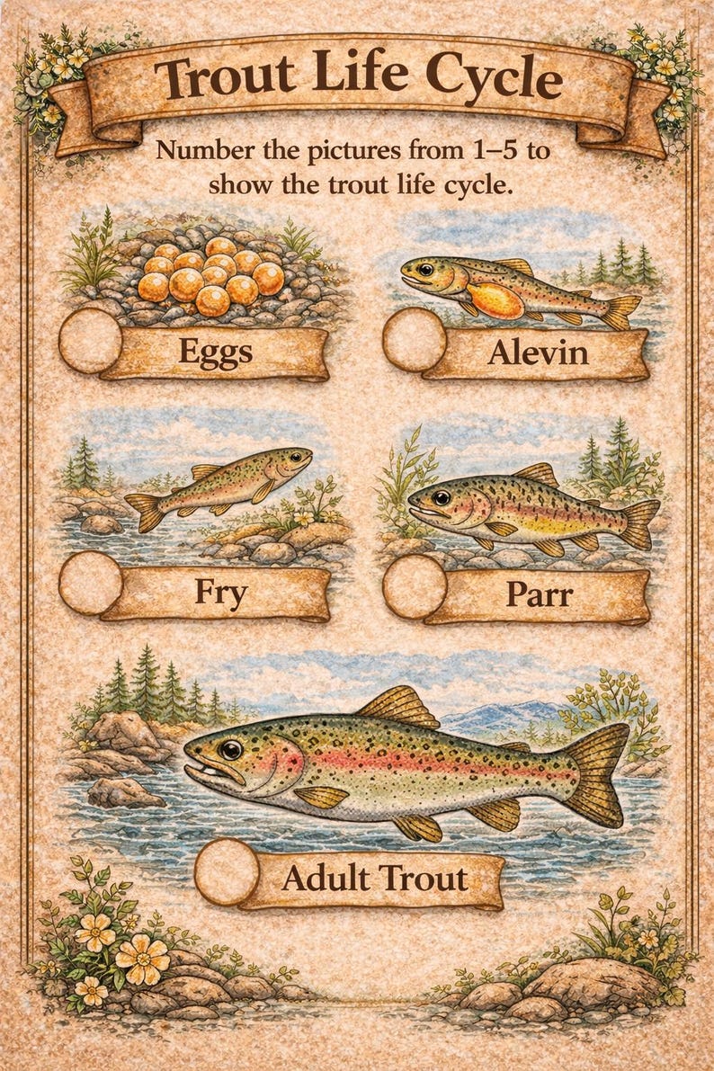Trout Life Cycle Printable | Kids Nature Study, Homeschool Science ...