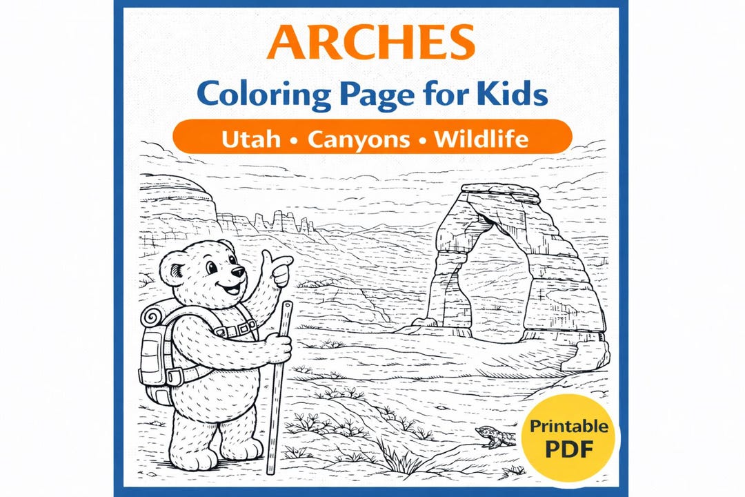 Arches National Park Coloring Page | Utah Kids Activity Printable (PDF ...