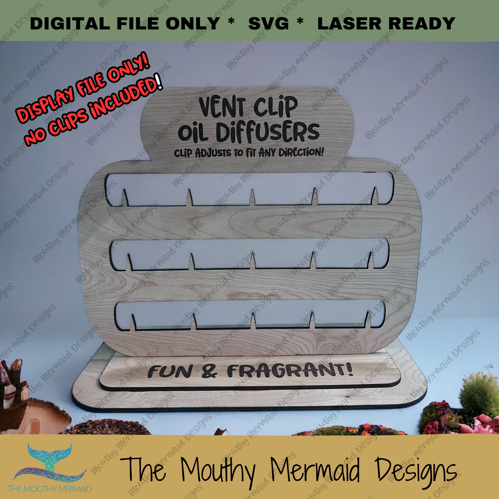 Car Vent Clip Oil Diffuser Display Stand SVG. Digital Laser File for ...