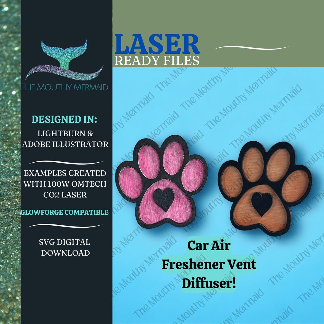 Paw Print Heart Love Car Vent Clip Air Freshener Oil Diffuser SVG ...