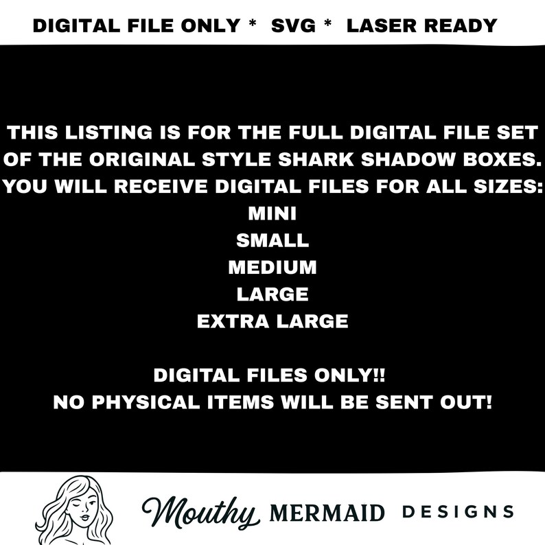 FULL SET Original Shark Shadow Box SVG for Shark Tooth Collecting ...