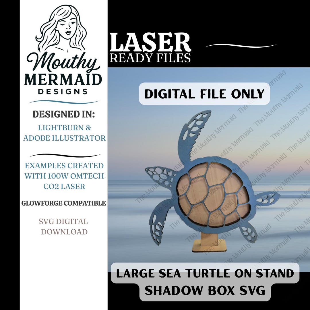LARGE Sea Turtle Shadow Box on STAND SVG for Shark Tooth Collecting ...