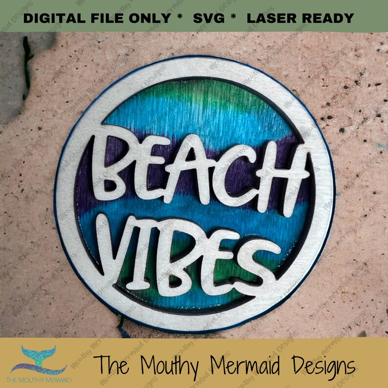 Beach Vibes Car Vent Clip Air Freshener Oil Diffuser SVG. Digital Laser Design File for Freshie ...