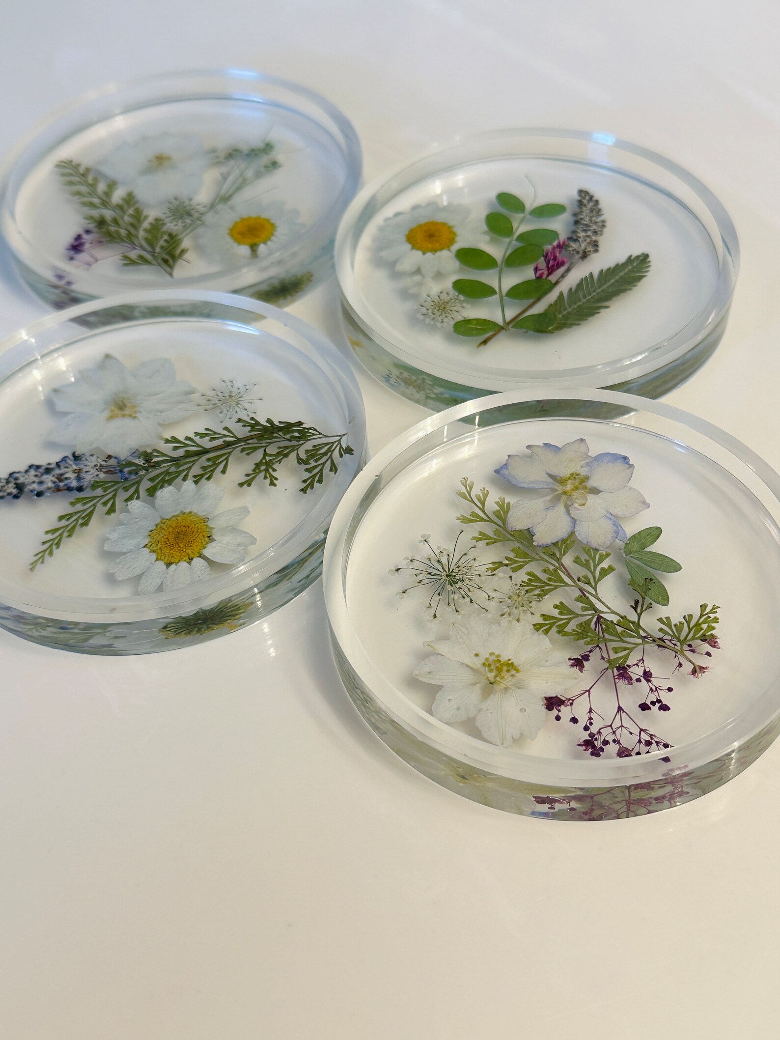 Set of 4 Wildflower Coasters, Stackable Coasters, Boho Coasters, Summer ...