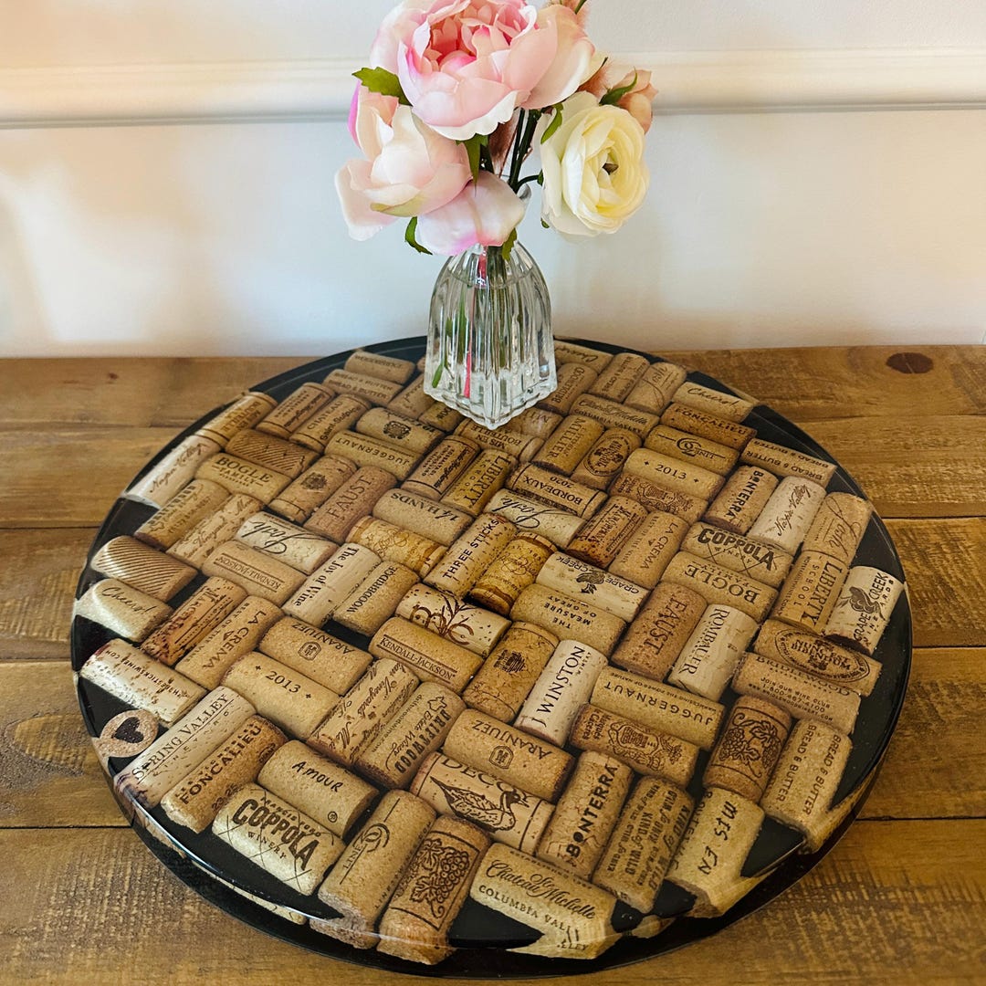 14" Epoxy Wine Cork Display Tray, Center Piece Display, Repurposed Wine ...