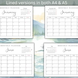 Printable Digital Download 2024 Calendar PDF | Lined and Unlined ...