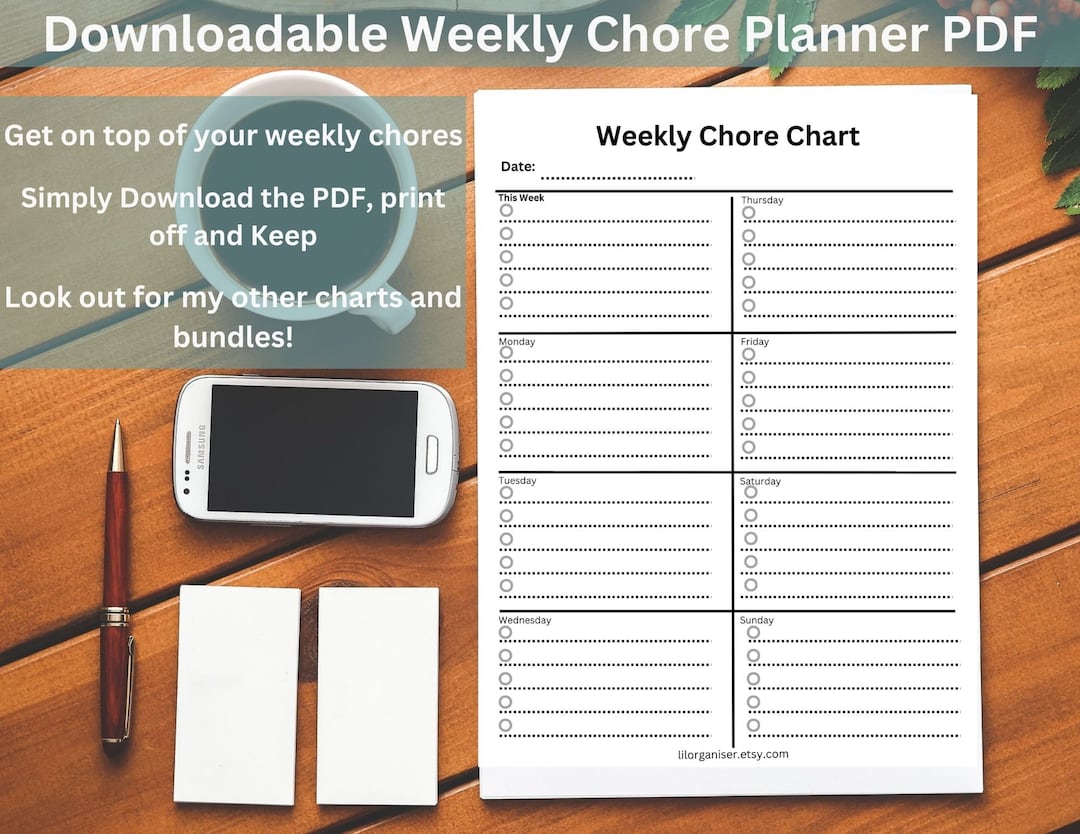 Printable Weekly Chore Planner PDF to Help You Get on Top of Your Jobs ...