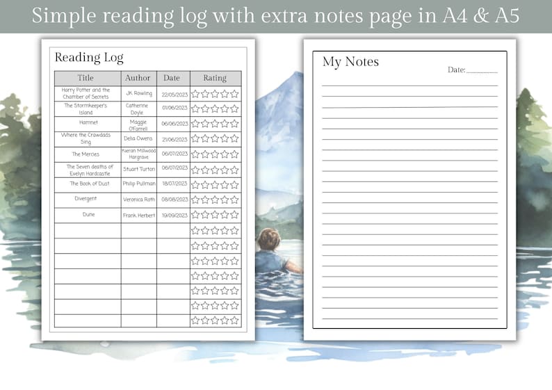 Simple Reading Log Printable PDF Digital Download - Etsy