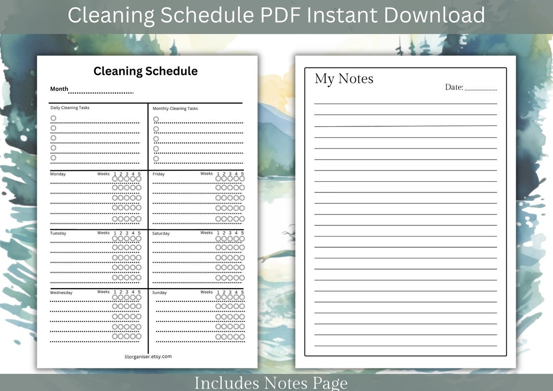 Printable PDF Cleaning Schedule | Instant Download - Etsy