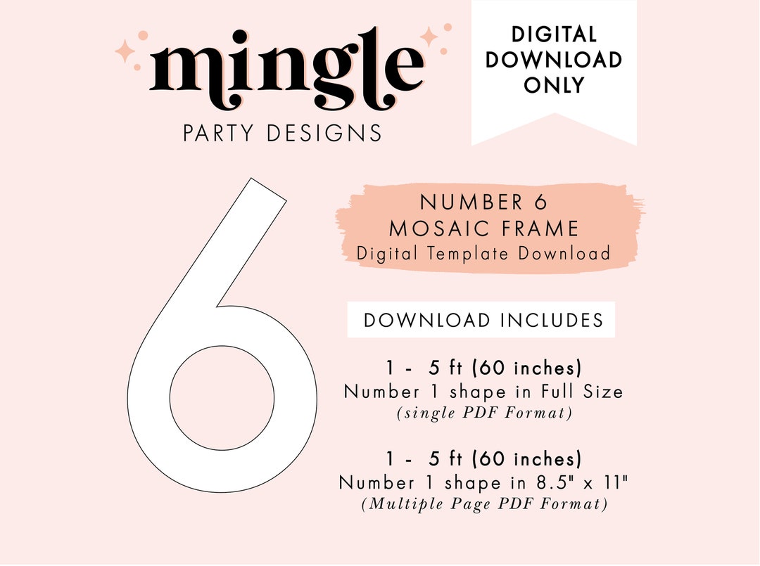 Number 6 Balloon San Serif Marquee Mosaic Digital Template Download - Etsy