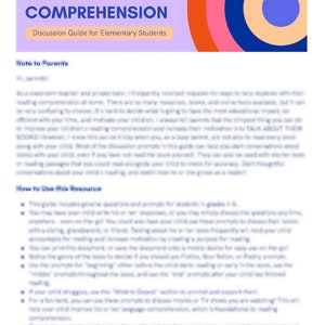 Complete Reading Comprehension Discussion Guide for Elementary - Etsy