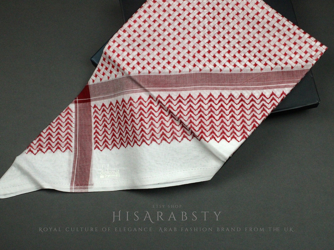 Rare Premium Red and White Shemagh Keffiyeh Original Arab Scarf Saudi ...