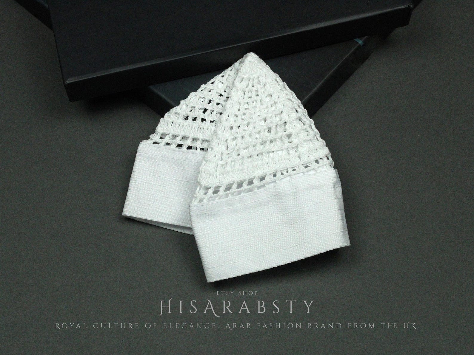 Premium White Kuwaiti Kufi With Border Handmade Hat Khaleeji Arabian ...