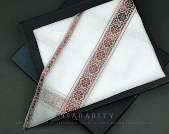Premium Plain White Emirati Qatari Ghutra Authentic Scarf Rare Shemagh ...