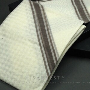 Rare Premium Cream Shemagh With Brown Line Keffiyeh Original Arab Scarf ...